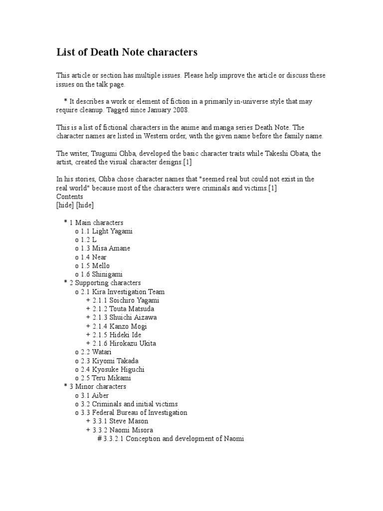List of Death Note Characters | PDF | Shintoism | Leisure