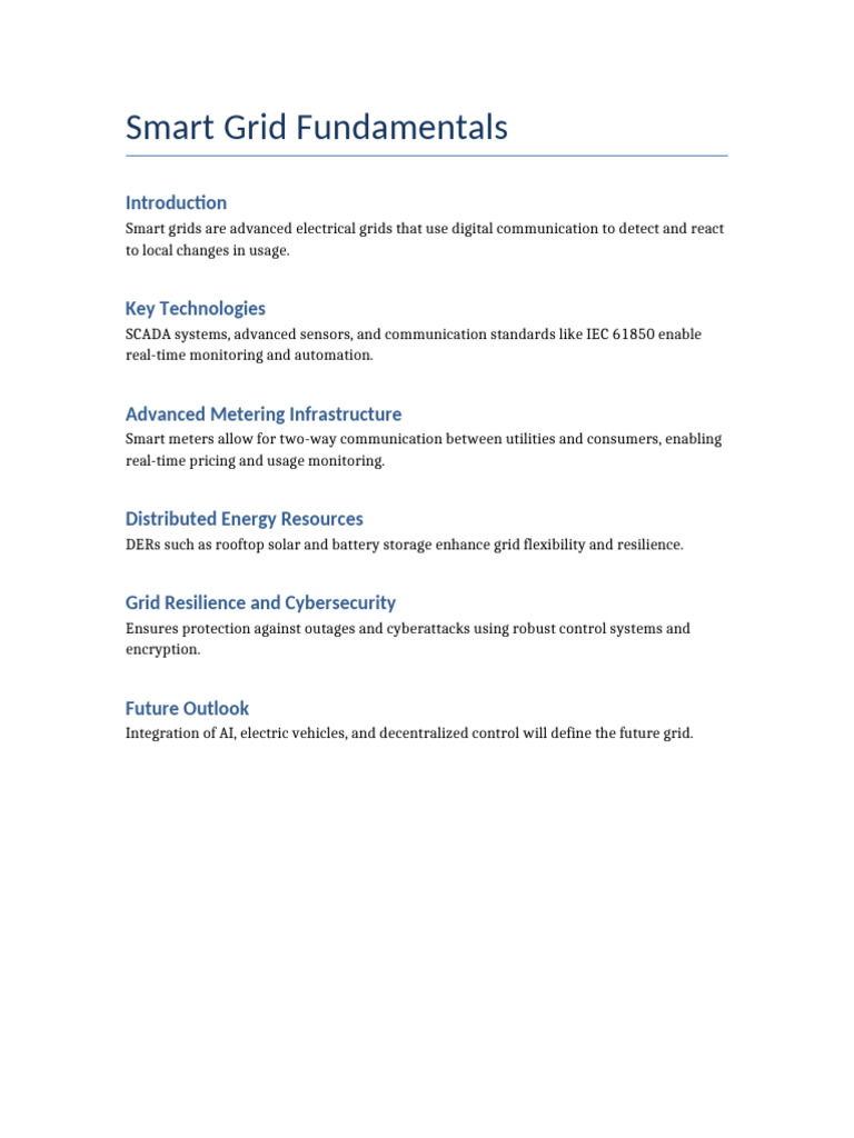 Smart Grid Fundamentals | PDF