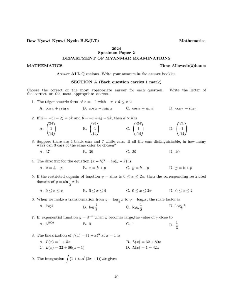 Math Old Question Set 2 | PDF