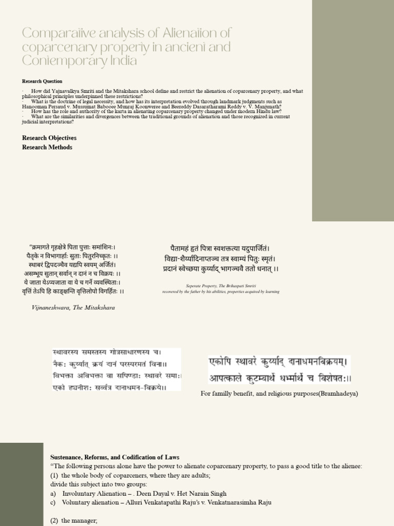 Comparative Analysis of Alienation of Coparcenary Property in Ancient ...