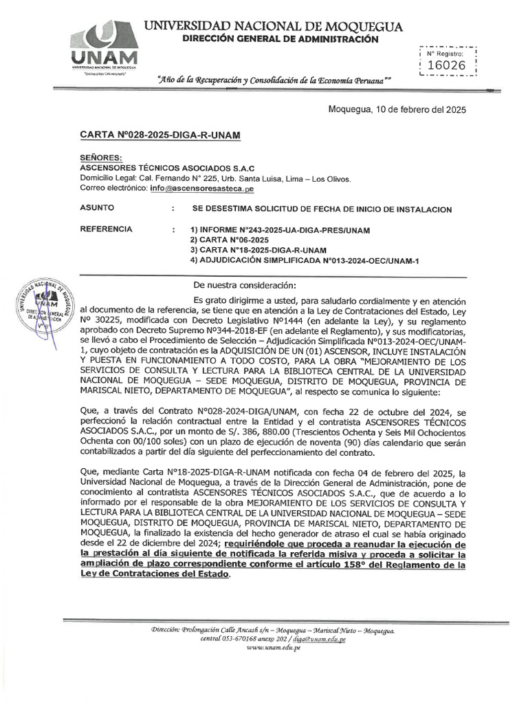Carta N 028 2025 Diga R Unam | PDF