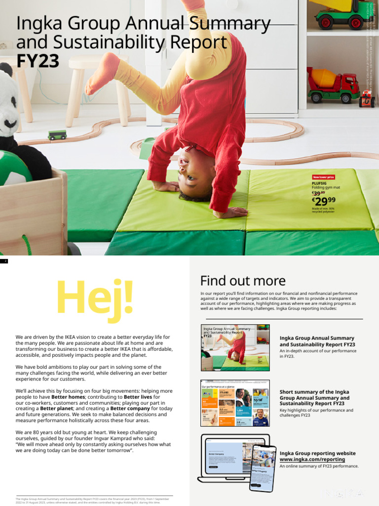 Ingka Group Annual Summary and Sustainability Report Fy23 | PDF | Franchising | Sustainability