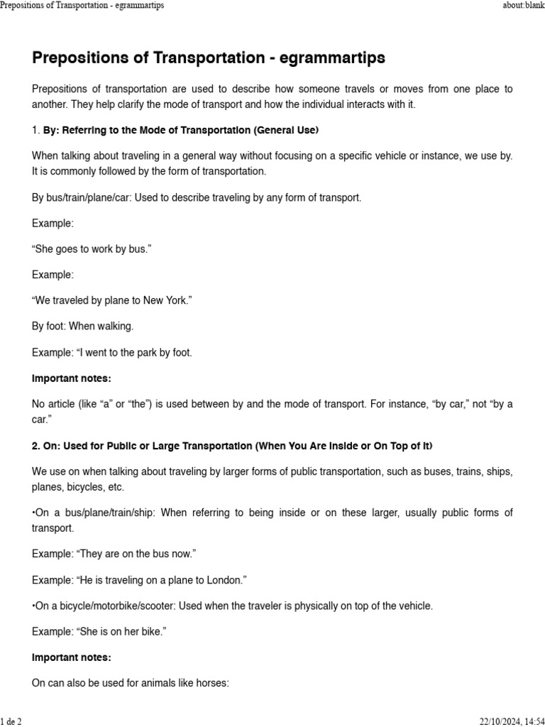 Prepositions of Transportation | PDF | Transport | Bus