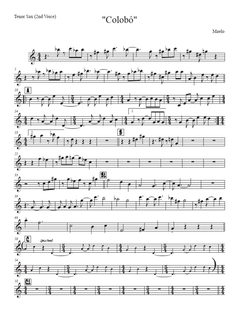 Colobo - Tenor Sax (2nd Voice) | PDF
