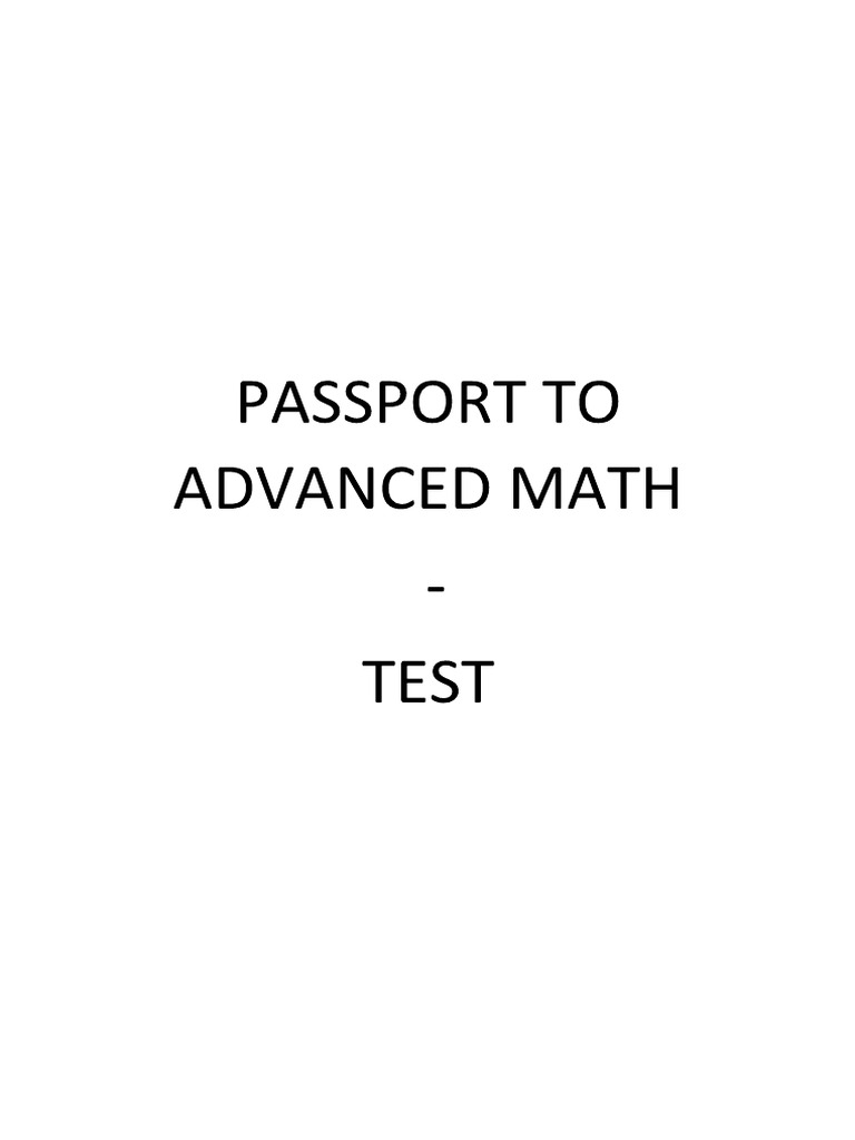 Passport To Advanced Math - Numbered - 1 | PDF
