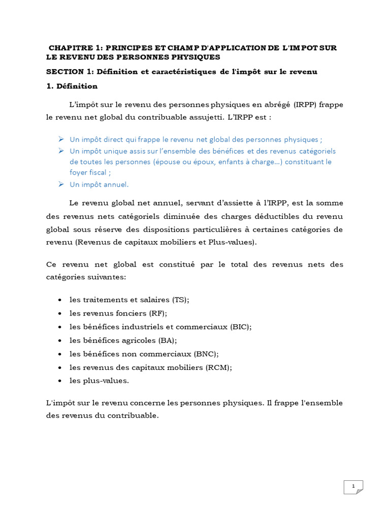 Définition de l'IRPP au Gabon | PDF | Impôt sur le revenu | Impôts