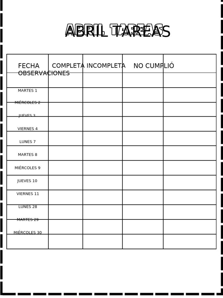 Registros de Trabajos y Tareas Miss Materiales Pao | PDF