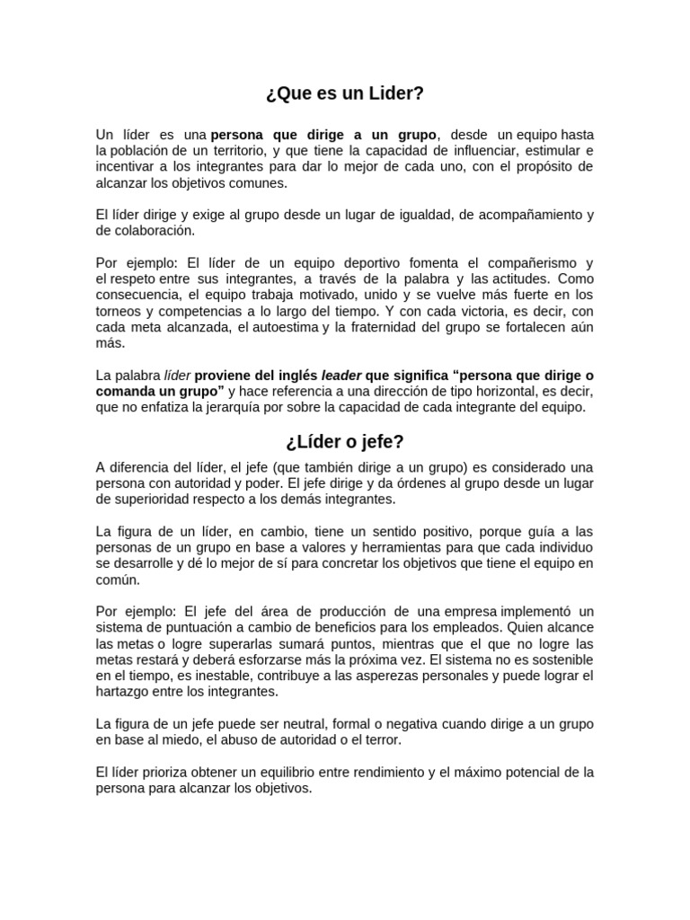 Definición y Características del Líder | PDF | Liderazgo | Mente