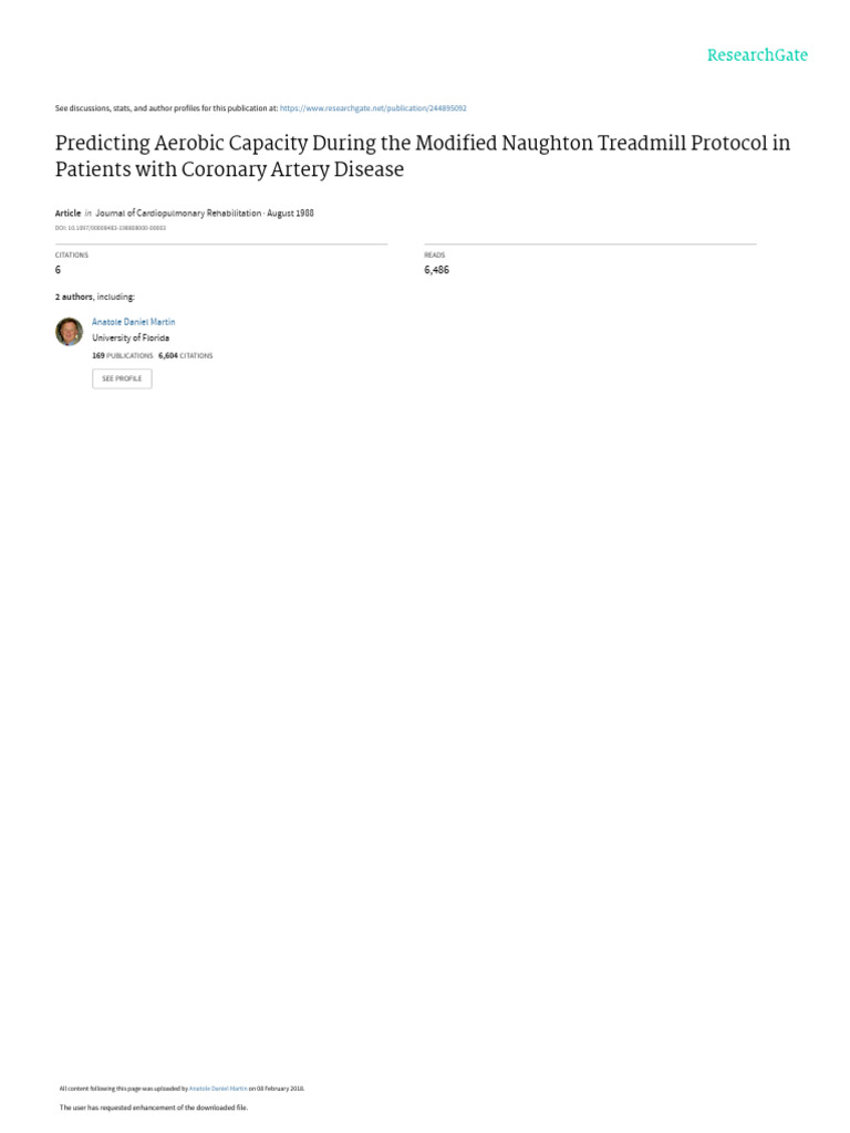 Predicting Aerobic Capacity During The Modified Naughton Treadmill ...