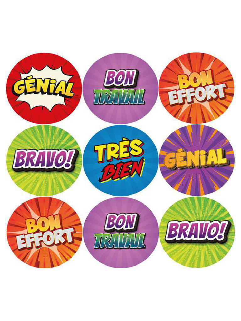 Comic French Reward Stickers | PDF