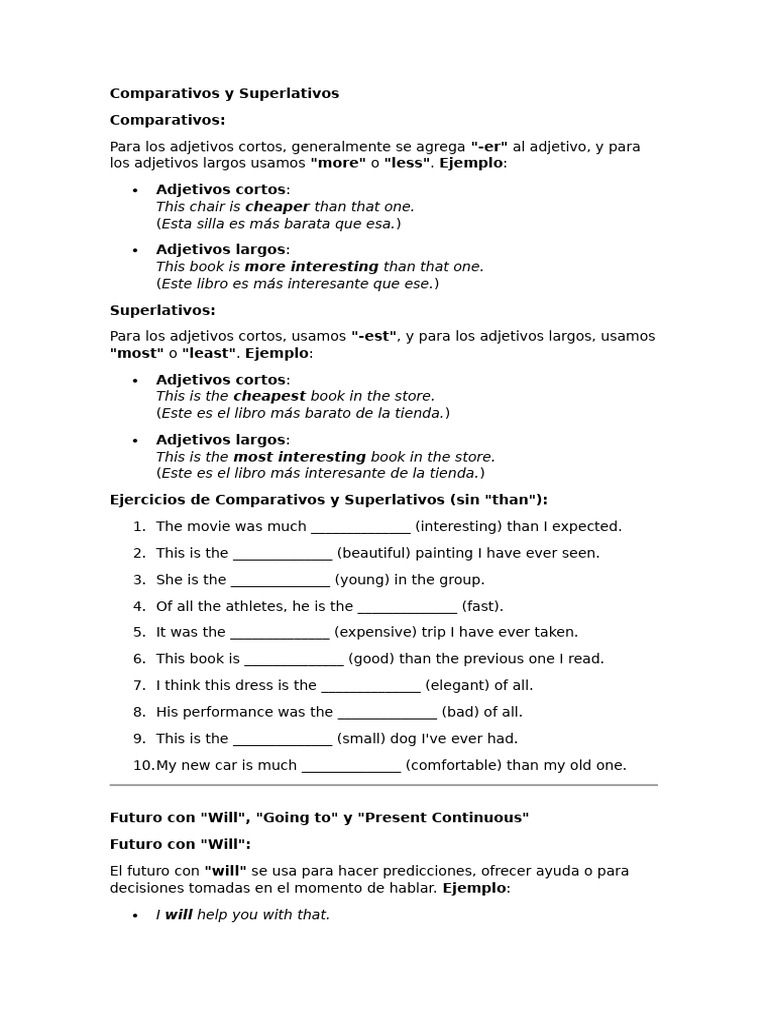 Comparativos y Superlativos English | PDF