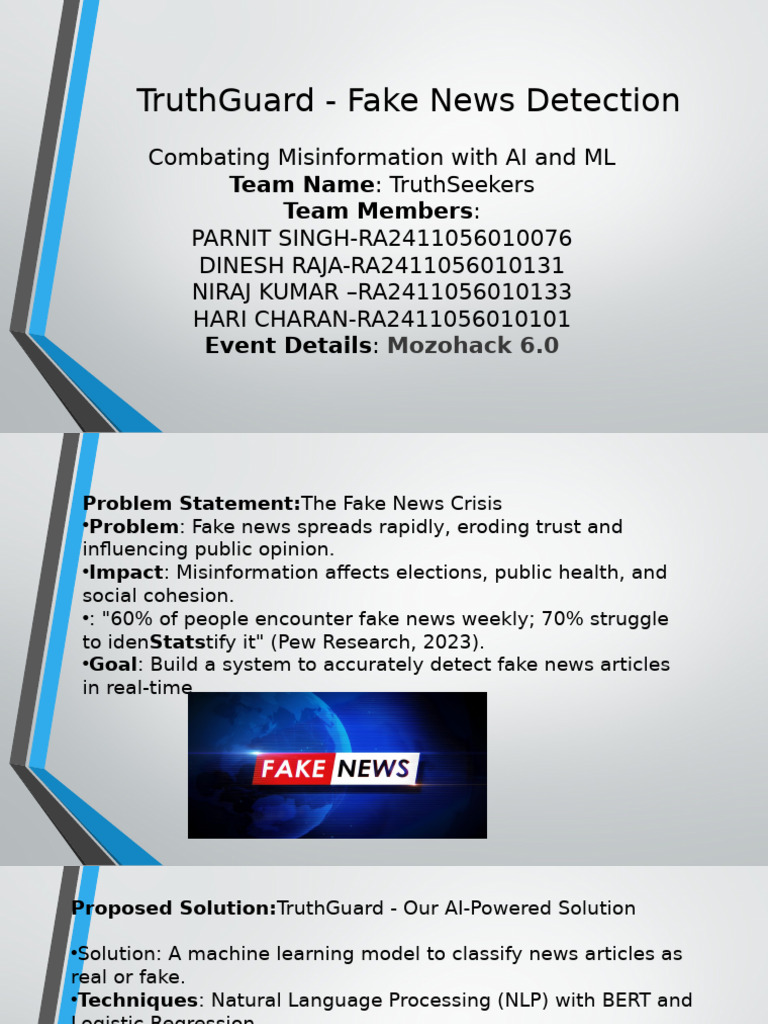 TruthGuard - Fake News Detection | PDF