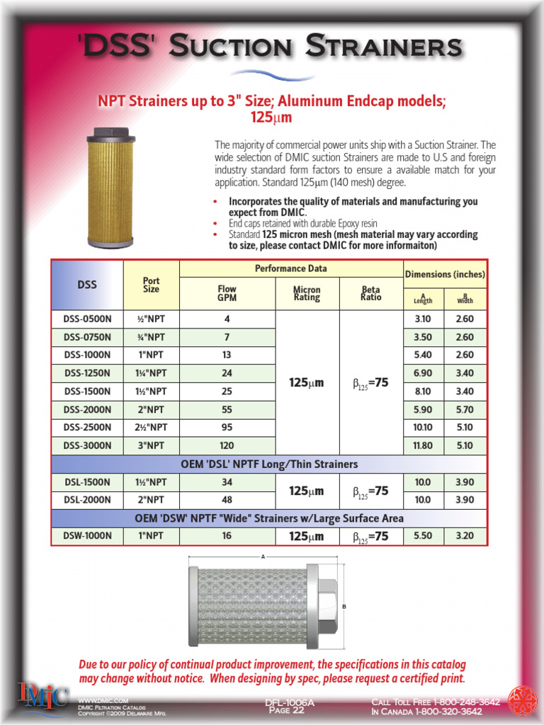 DMIC DSS SuctionStrainers | PDF