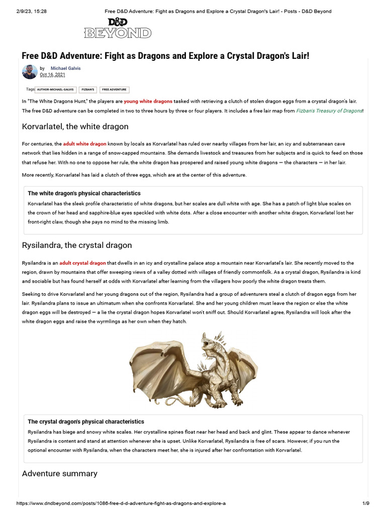 Free D&D Adventure - Fight As Dragons and Explore A Crystal Dragon's ...