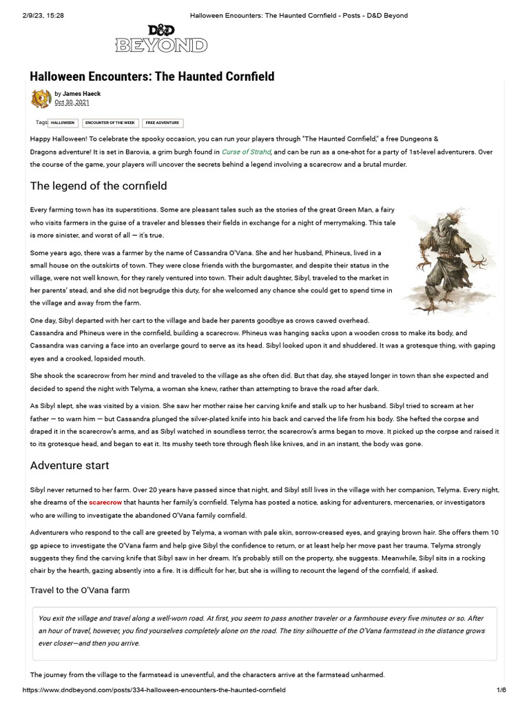 Haunted Cornfield D&D Adventure | PDF | Dungeons & Dragons | Gary Gygax ...
