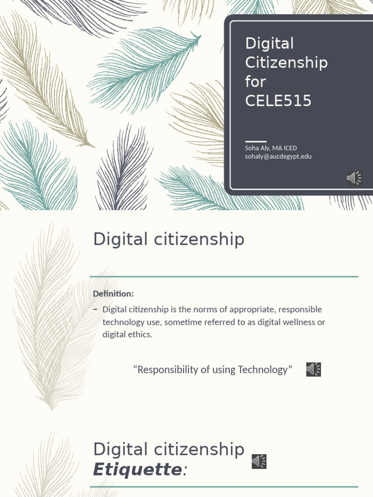 Digital Citizenship Presentation | PDF | Communication | Cyberspace
