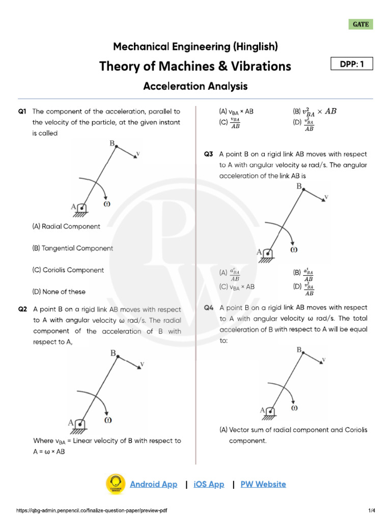 Acceleration Analysis _ DPP 01 | PDF