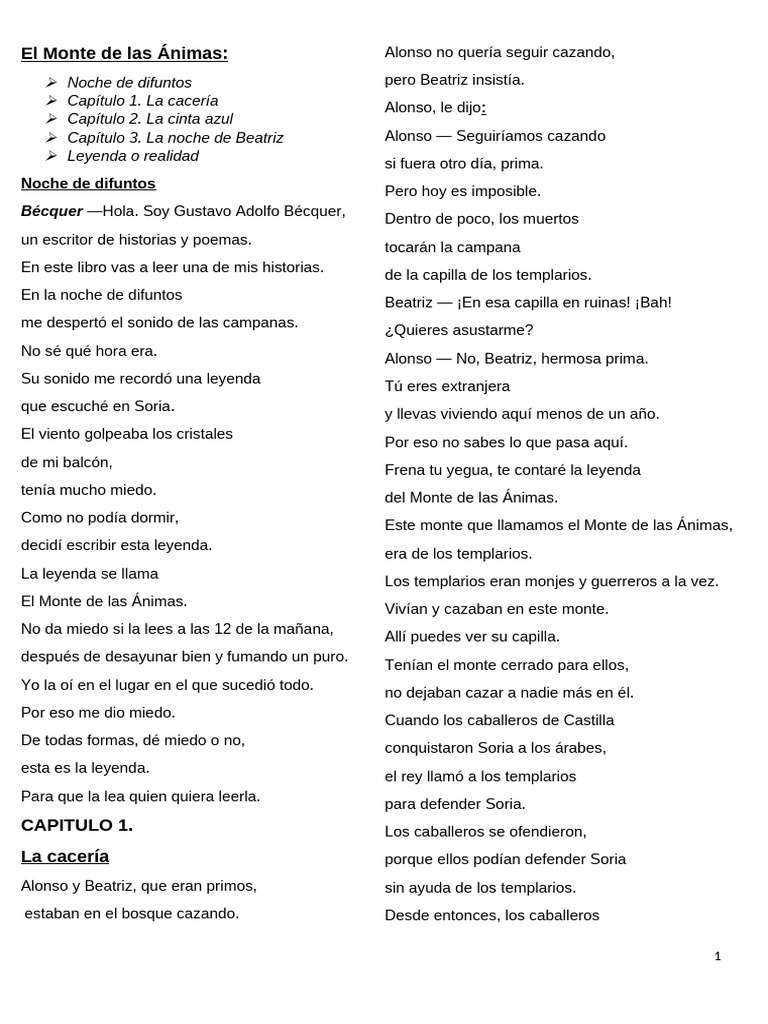 El Monte de Las Ánimas Actividades | PDF