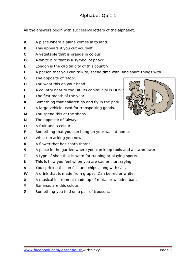 Alphabet Quiz: A to Z Challenge | PDF