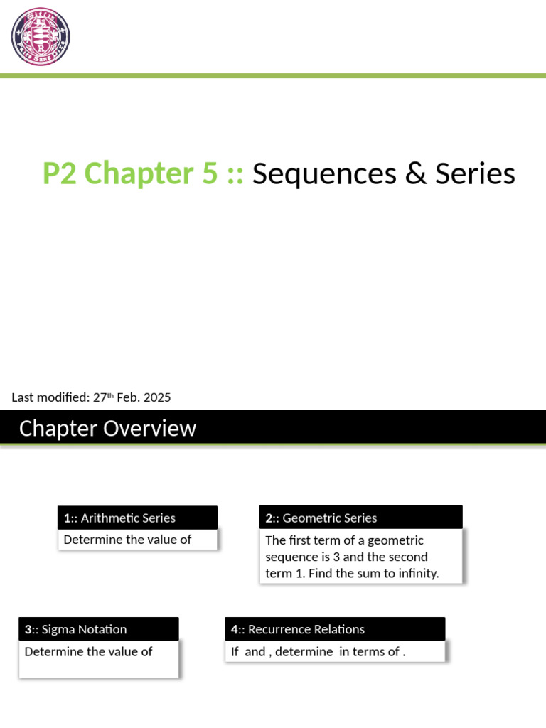 P2 Chp3 SequencesAndSeries | PDF | Sequence | Series (Mathematics)