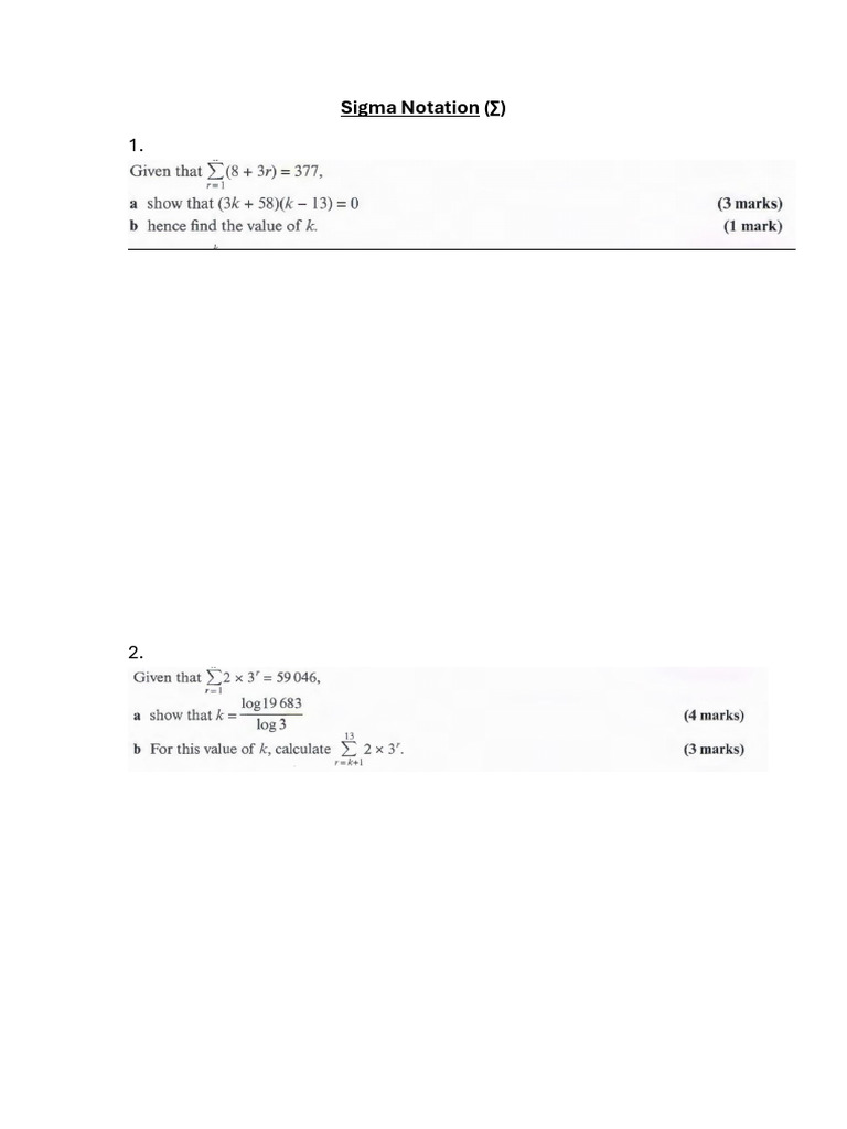 2. Sigma Notation | PDF