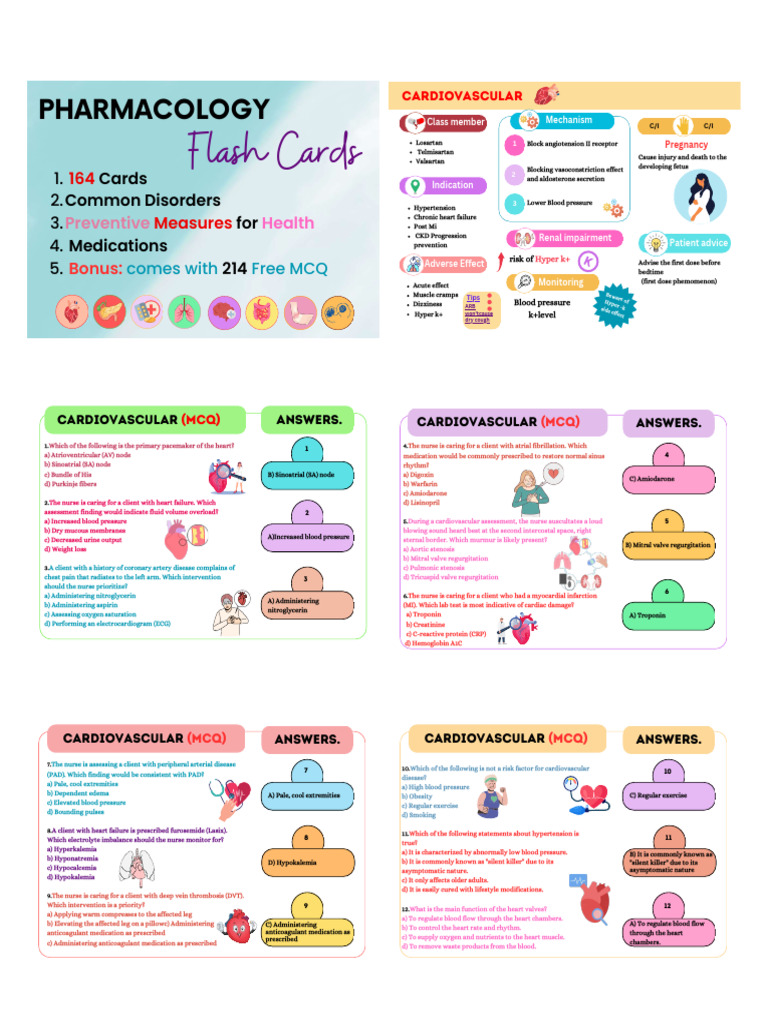 Pharmacology-Flash Cards | PDF | Heart | Thrombosis
