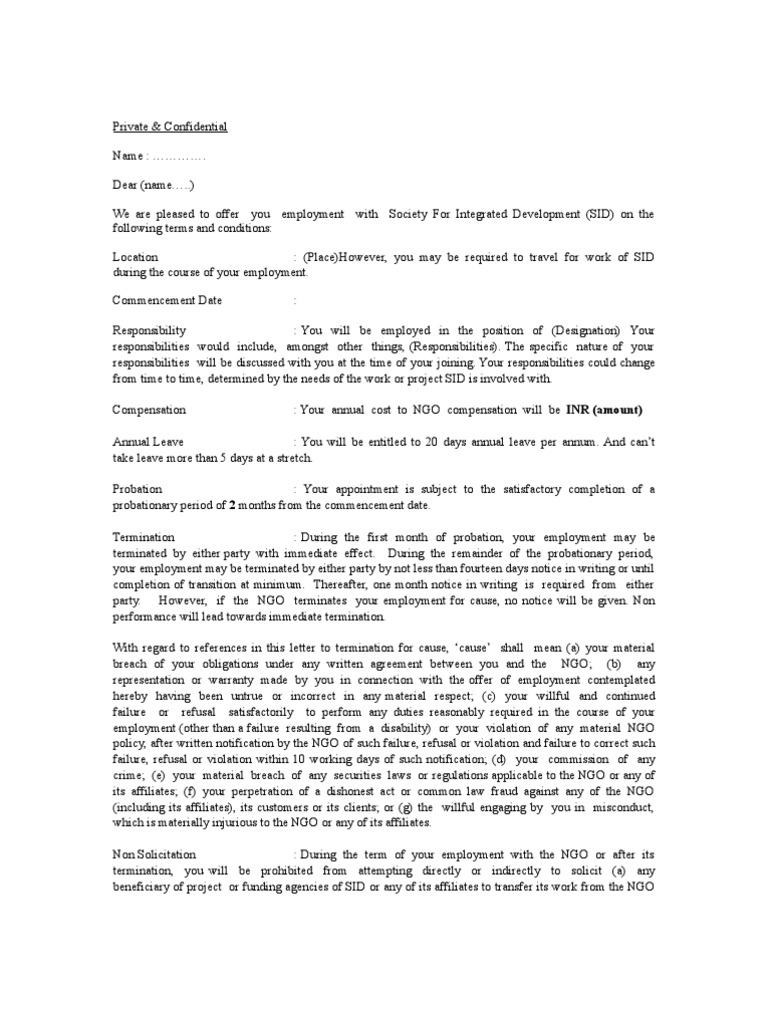Appointment Letter Sid | PDF | Criminal Record | Non Governmental ...