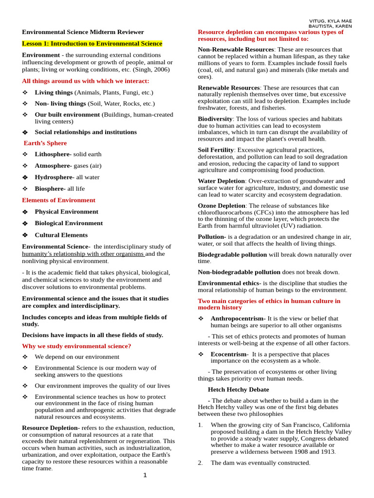 Environmental Science Midterm Reviewer | PDF | Environmental Degradation | Natural Environment