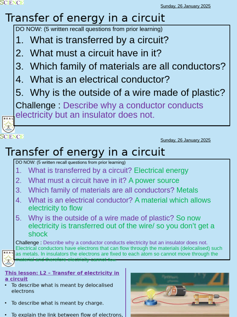 L2 -Transfer of Energy in a Circuit | PDF | Electricity | Electron