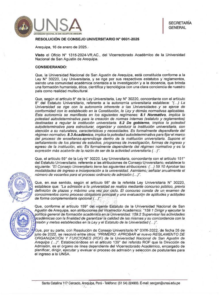 Rcu-0031-2025 Unsa | PDF