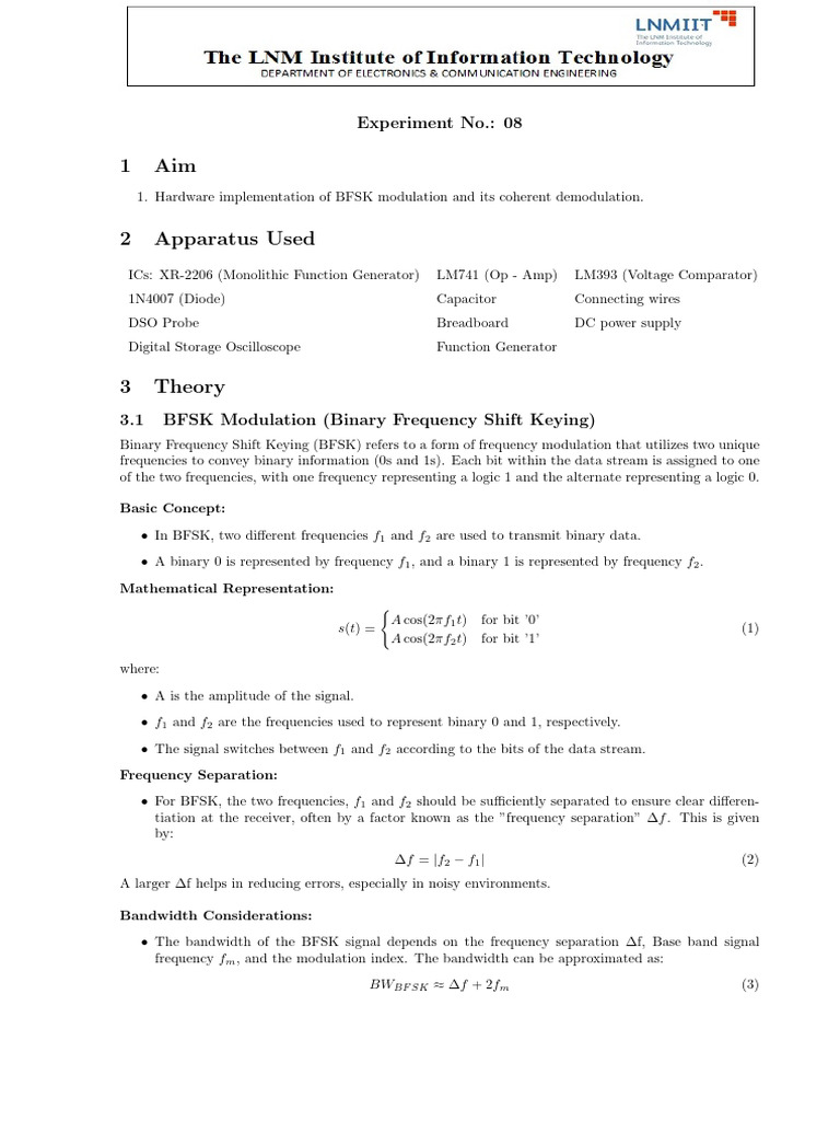 Experiment No. 8 | PDF | Modulation | Frequency Modulation