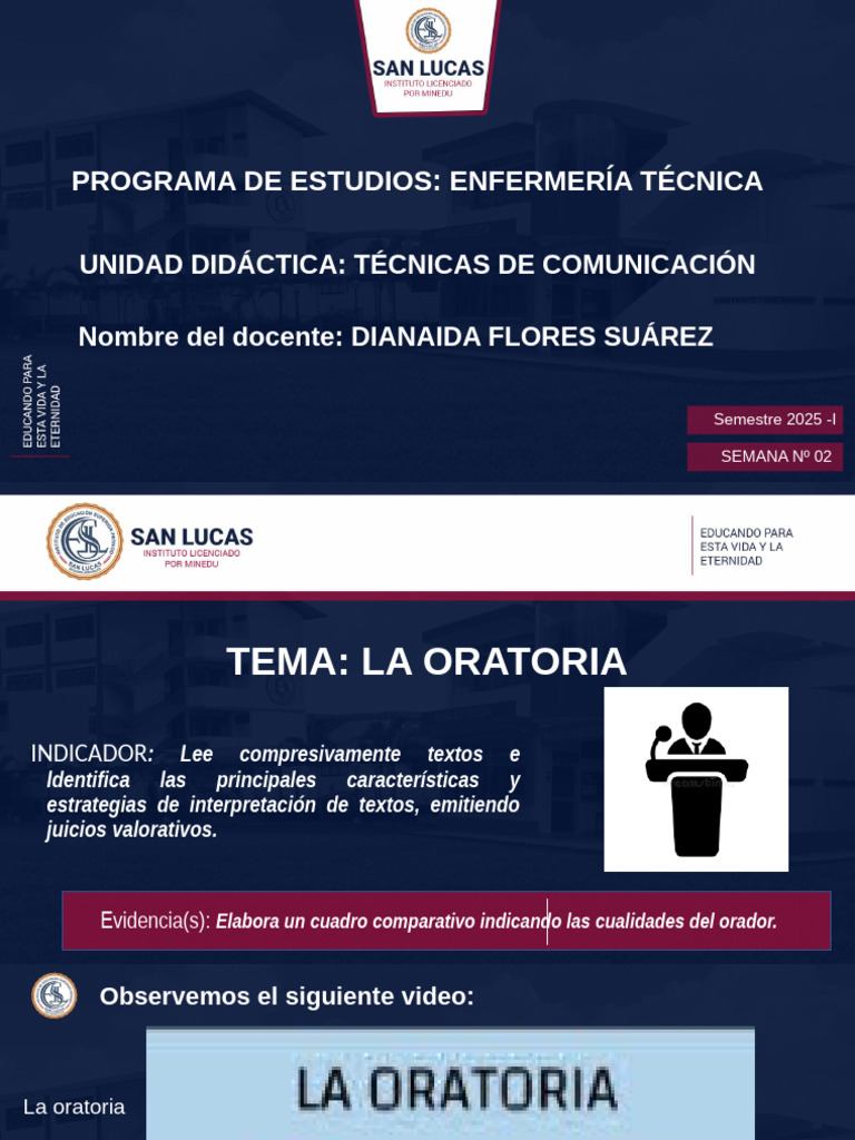 LA ORATORIA-Enf. | PDF | Hablar en público | Aprendizaje