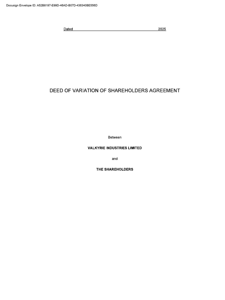 Valkyrie Deed of Variation (Redacted) | PDF