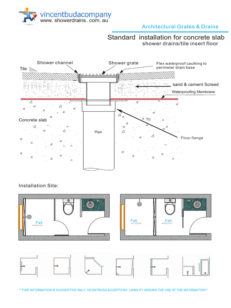 Concrete Slab Shower Drain Installation | PDF
