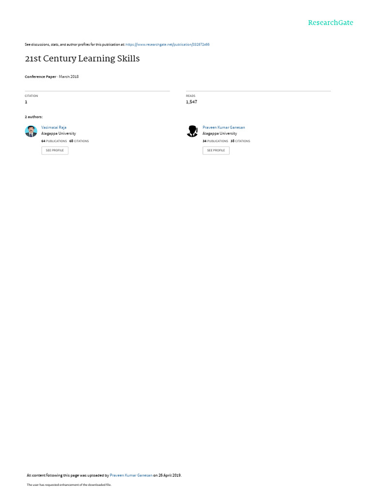 21 Stcentury Learning Skills | PDF