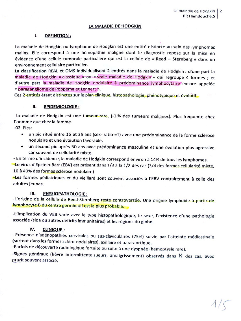 Hémato Anapath Lymphome HDG DR - Hamdouche | PDF