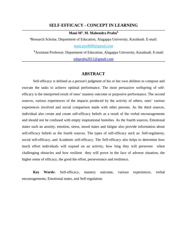 Self Efficacy Conceptinlearning | PDF | Self Efficacy | Psychology