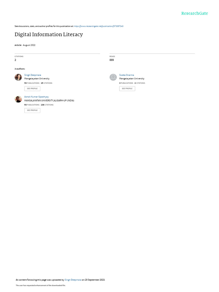 DigitalInformationLiteracy AReview | PDF | Libraries | Educational Technology