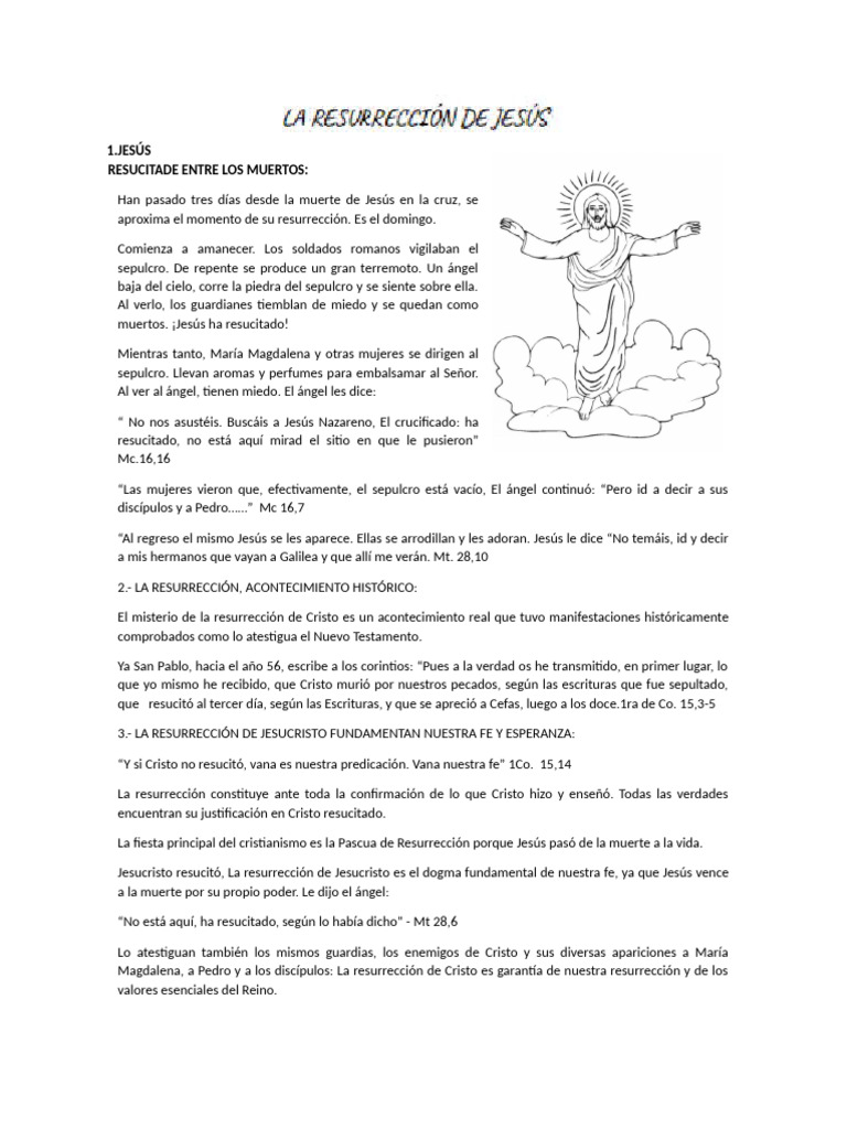 FICHA DE TRABAJO - PASCUA DE RESURRECCIÓN - QUIÉN SOY. 3° - 4° - 5° Sec ...
