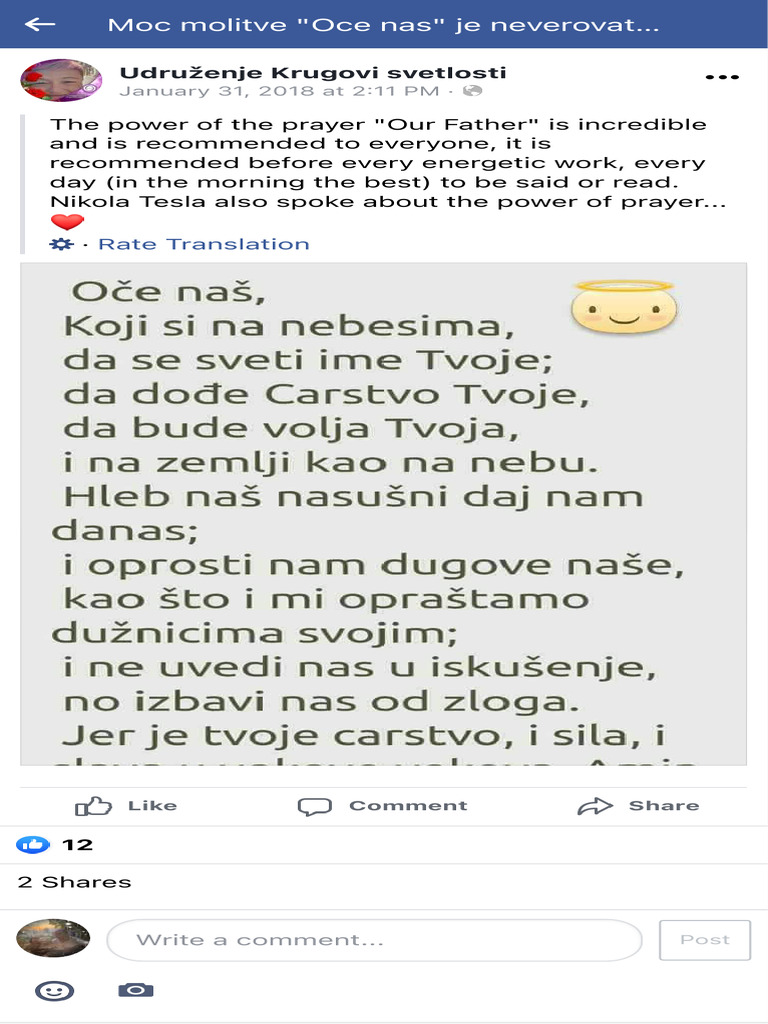 Moc Molitve Oce Nas Je Neverovatna... - Udružen | PDF