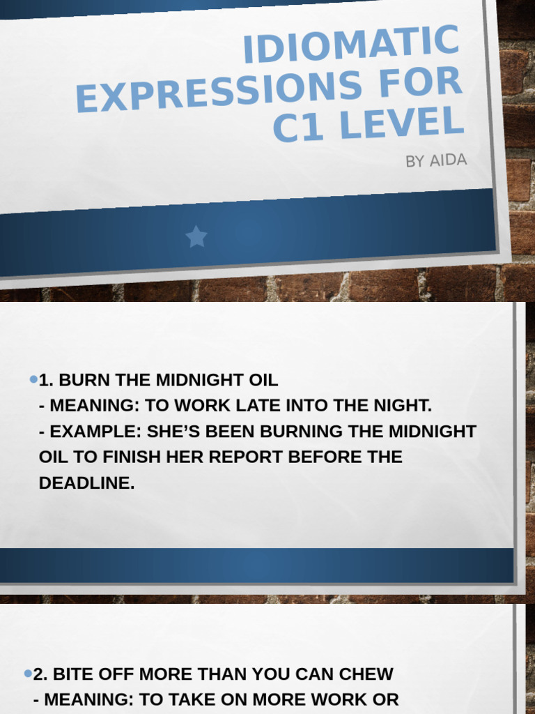 Idiomatic Expressions For C1 Level | PDF