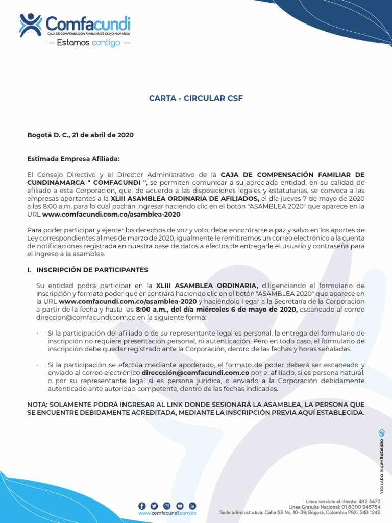 Carta-Circular. | PDF | Corporaciones