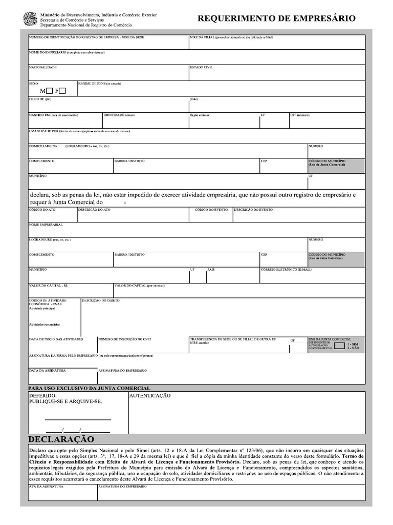 Requerimento de Empresario | PDF