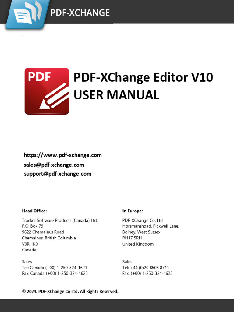 Pdfxed10c - Man (PDF Xchange Editor v10 Manual-2024) - Imp | PDF | Computer File | Software