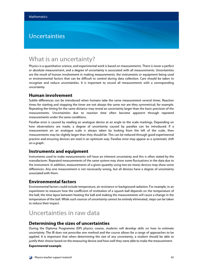Understanding Measurement Uncertainty in Physics | PDF | Significant ...