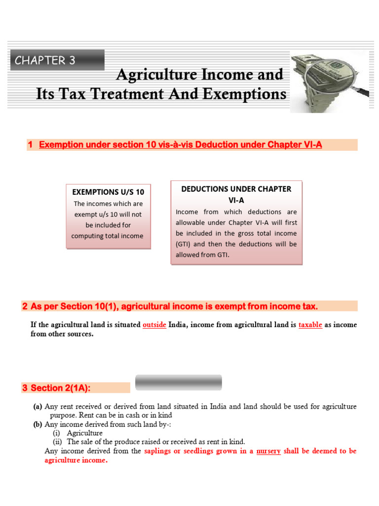 Chap 11 Agriculture Income & Exemptions | PDF | Tax Deduction | Taxes