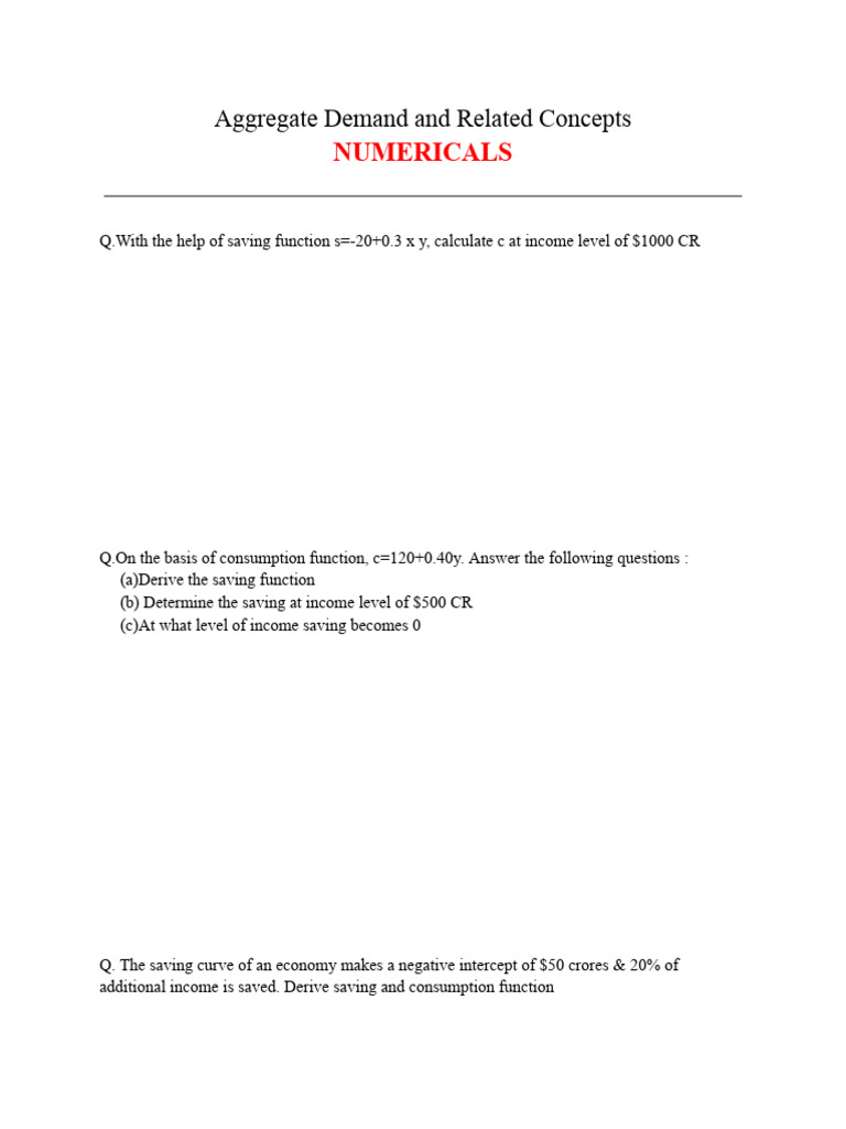 Aggregate Demand Numerical Solutions | PDF