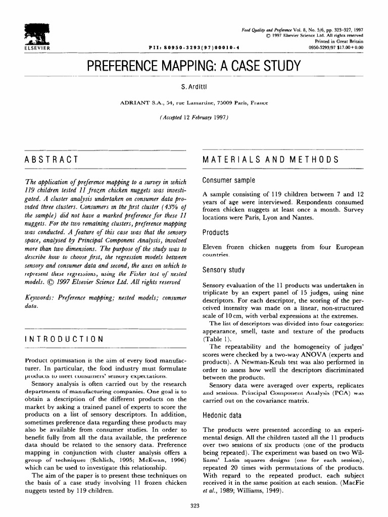 (1997) (A) Preference Mapping - A Case Study (Arditti) | PDF ...