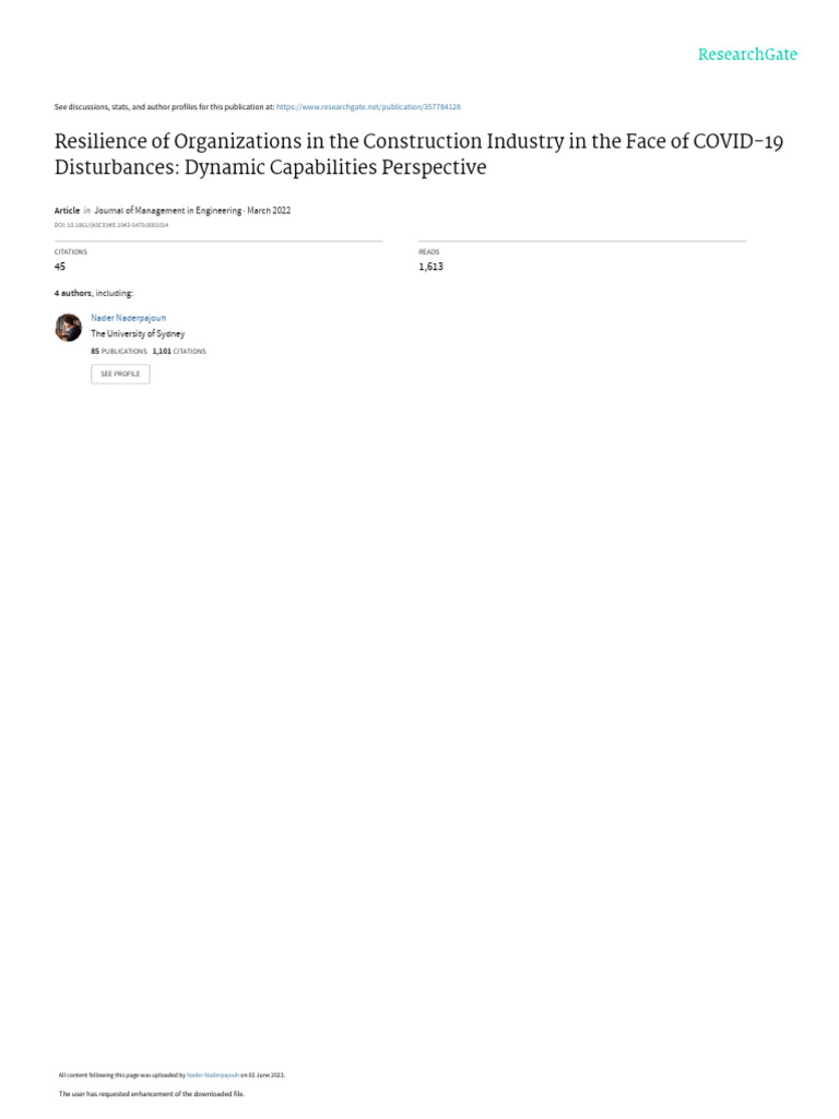 Resilience of Organizations in The Construction Industry in The Face of ...