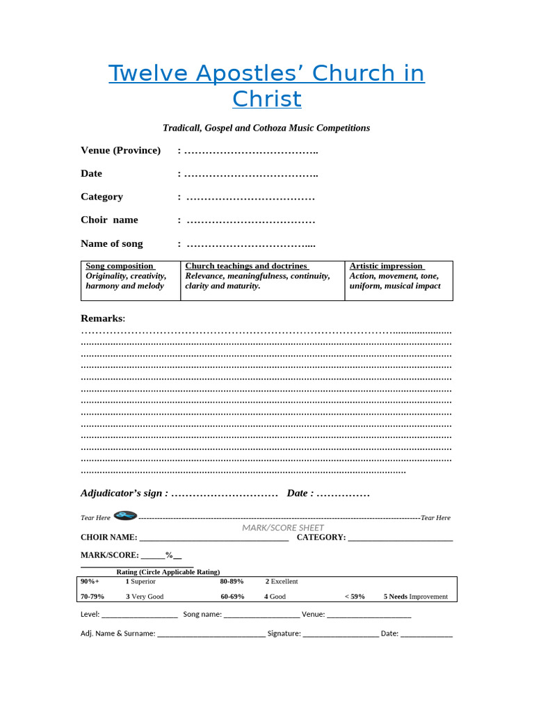 Score Sheet | PDF | Abrahamic Religions | Christian Belief And Doctrine